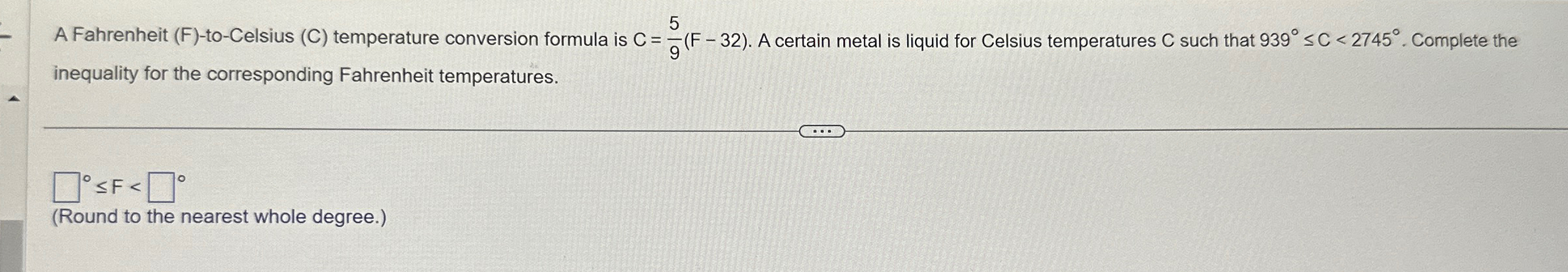 Solved A Fahrenheit (F)-to-Celsius (C) ﻿temperature | Chegg.com