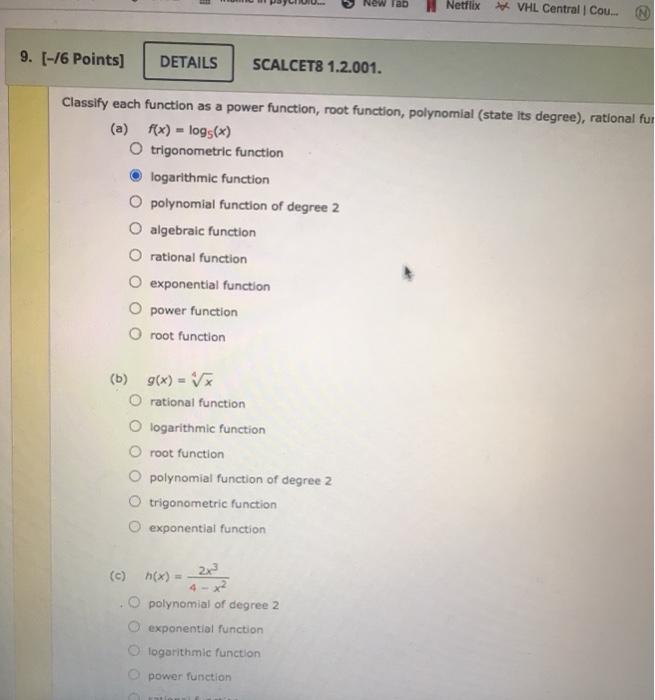 Solved Netflix * VHL Central Cou.. 9. [-16 Points) DETAILS | Chegg.com
