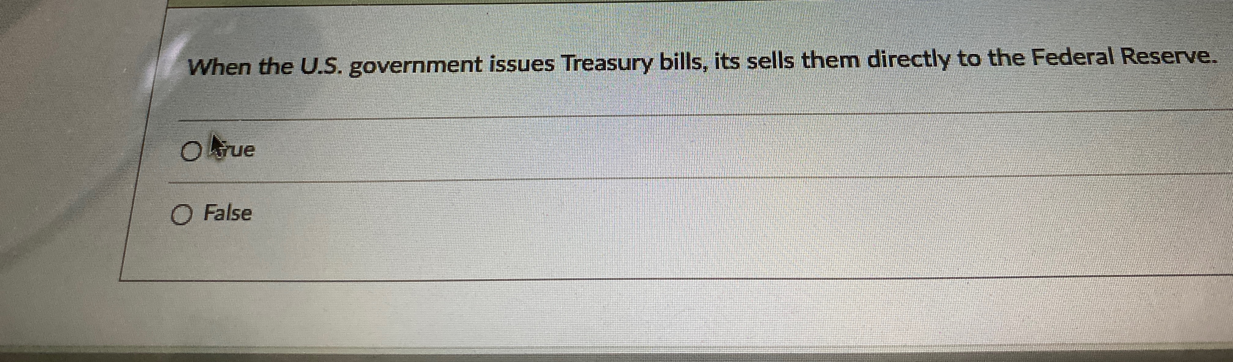 Solved When the U.S. ﻿government issues Treasury bills, its | Chegg.com