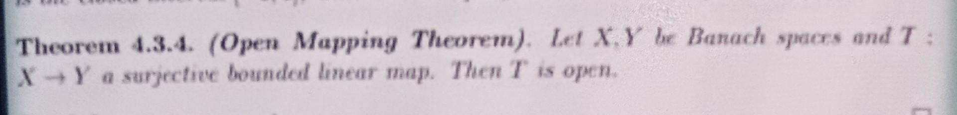Solved Theorem 4.3.4. (Open Mapping Theorem). Let X Y be | Chegg.com