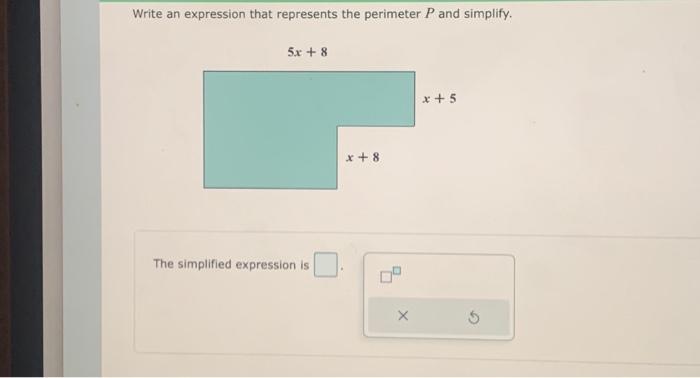 Solved Write an expression that represents the perimeter P | Chegg.com