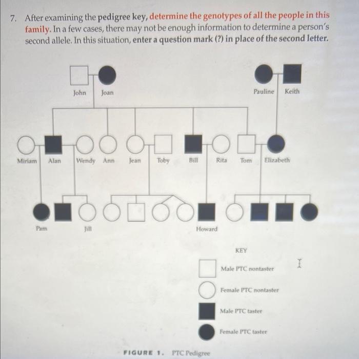 Solved 7. After examining the pedigree key, determine the | Chegg.com