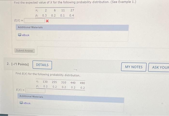 Solved 11 Points] Find E(X) for the following probability | Chegg.com