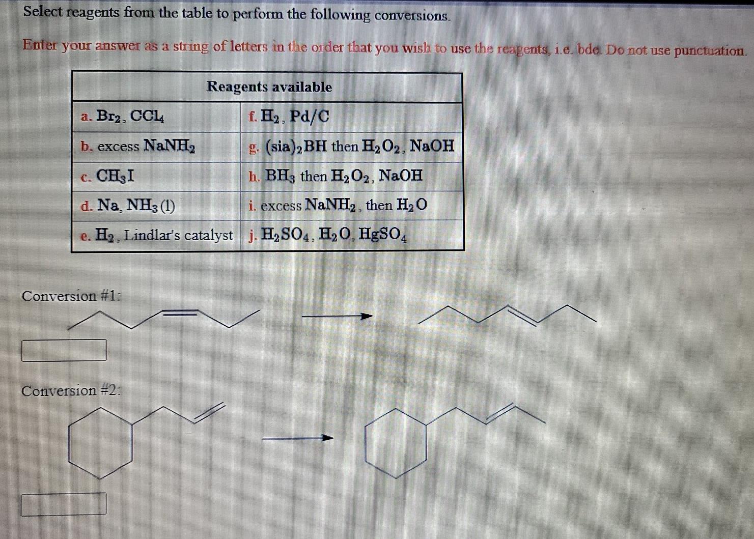 Solved Select reagents from the table to perform the | Chegg.com