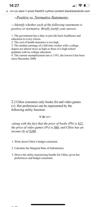 Solved 1 Positive vs. Normative Statements: --ldentify | Chegg.com