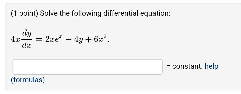 Solved (1 point) Solve the following differential equation: | Chegg.com