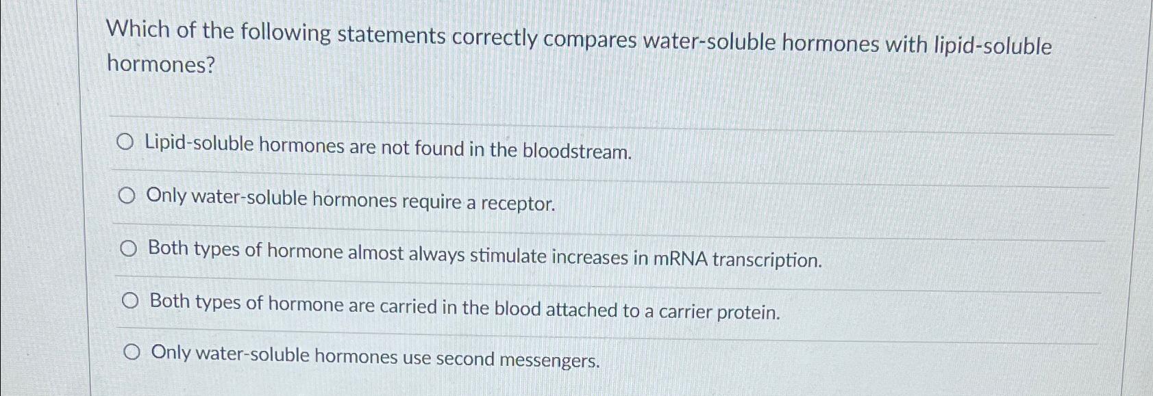 Solved Which of the following statements correctly compares | Chegg.com