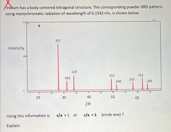 Solved Indium has a body centered tetragonal structure. The | Chegg.com