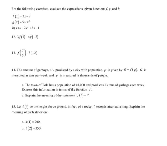 Solved For the following exercises, evaluate the | Chegg.com