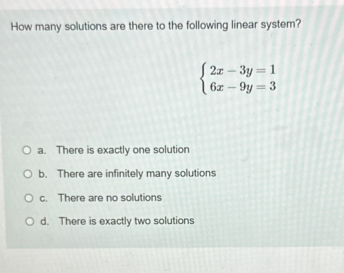 Solved How many solutions are there to the following linear | Chegg.com