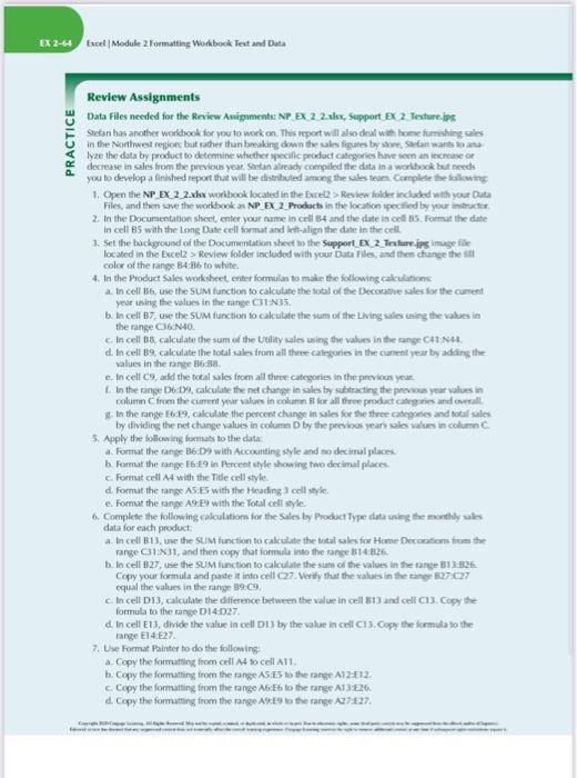 Solved Escel | Module 2 formatting Woskboek Teat and Duta | Chegg.com