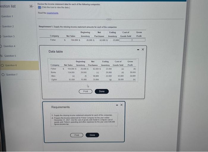 Review the kcome stalement daes for each of the | Chegg.com