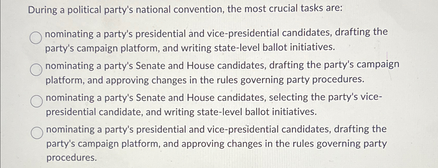Solved During a political party's national convention, the | Chegg.com