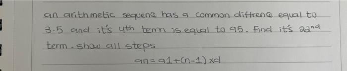 Solved an arithmetic sequence has a common diffrence equal | Chegg.com