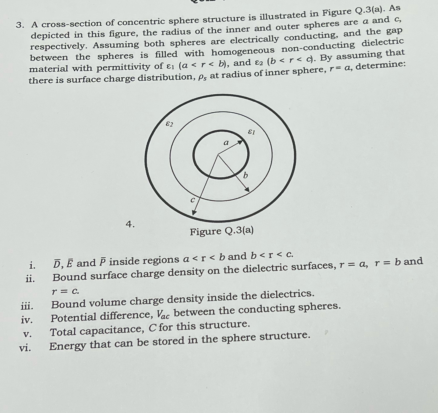 Solved A cross-section of concentric sphere structure is | Chegg.com