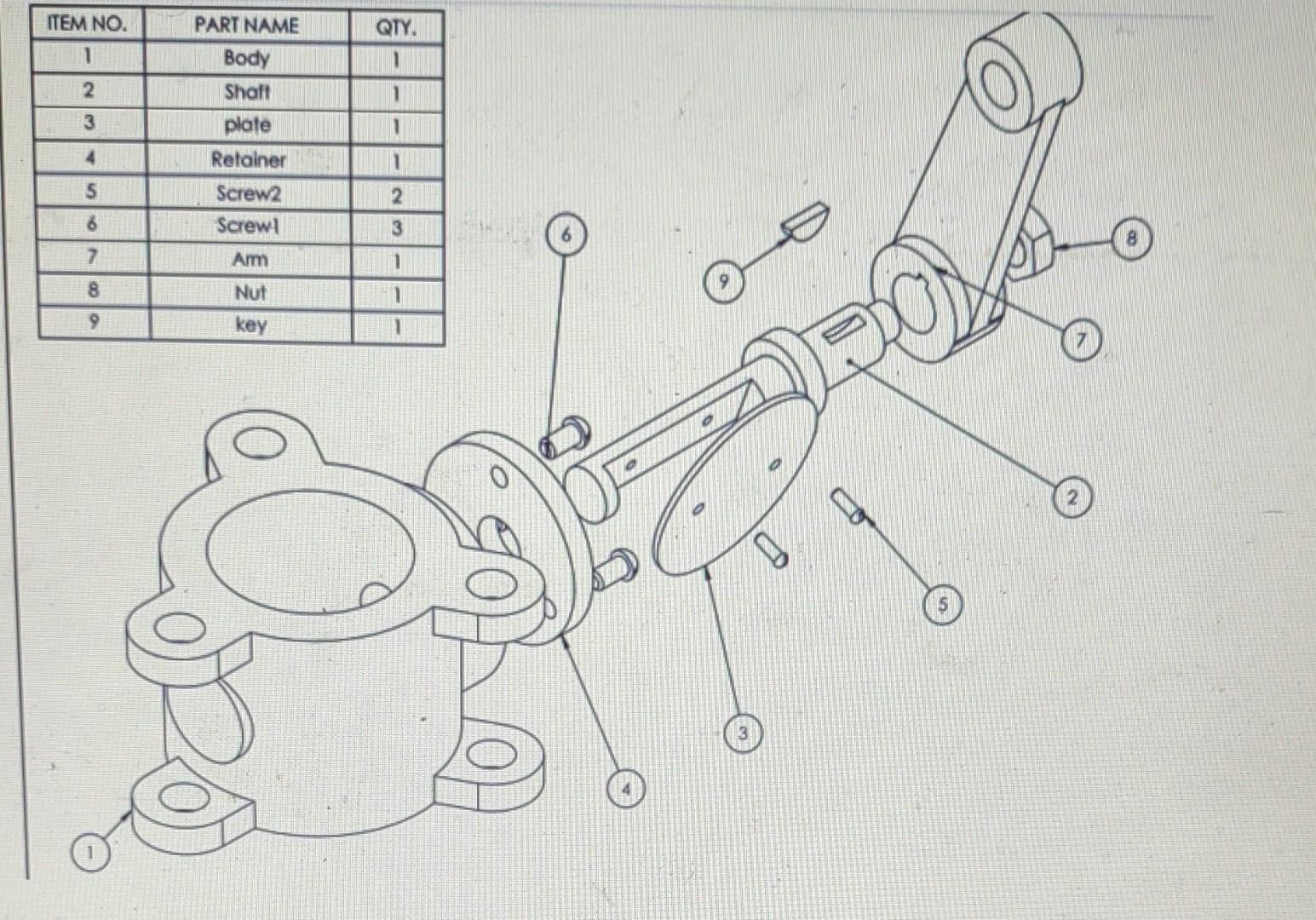 Solved 1. Create the body and the shaft according to the | Chegg.com