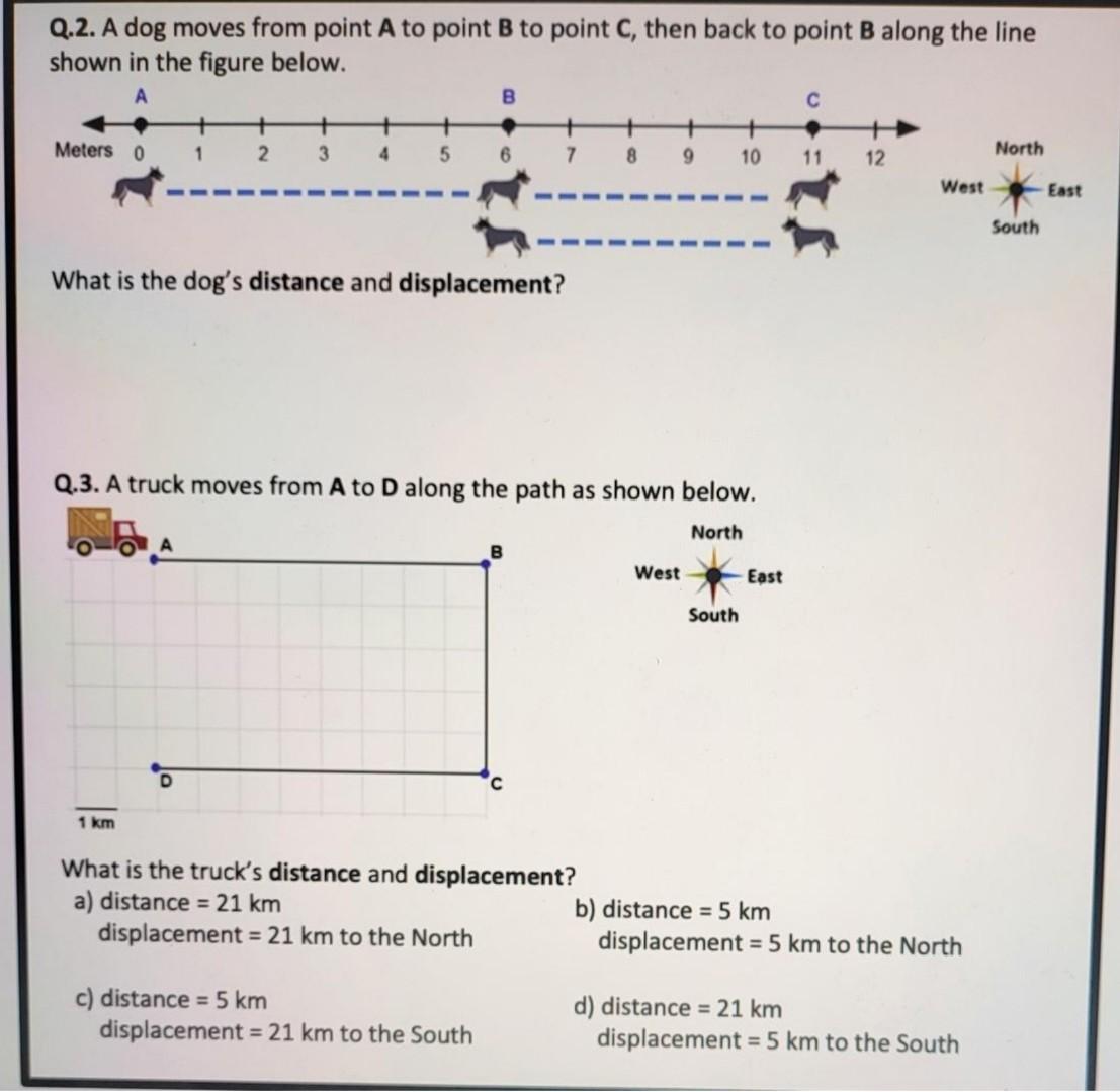 Solved Q.2. A dog moves from point A to point B to point C, | Chegg.com