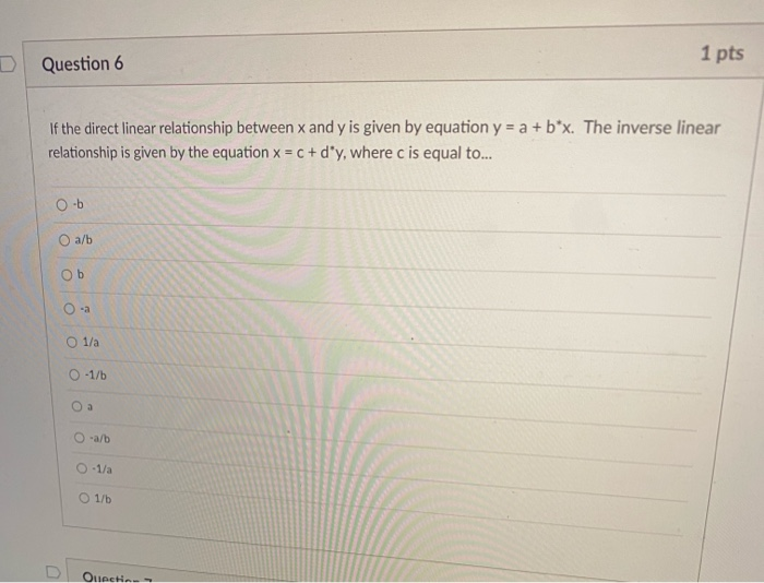 Solved 1 pts > Question 5 If the direct linear relationship | Chegg.com
