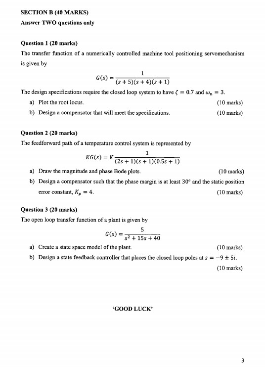 SECTION B ( 40 ﻿MARKS)Answer TWO questions | Chegg.com