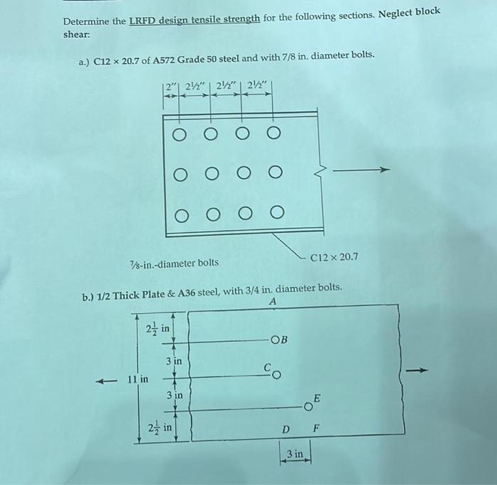 Solved Determine the LRFD design tensile strength for the | Chegg.com