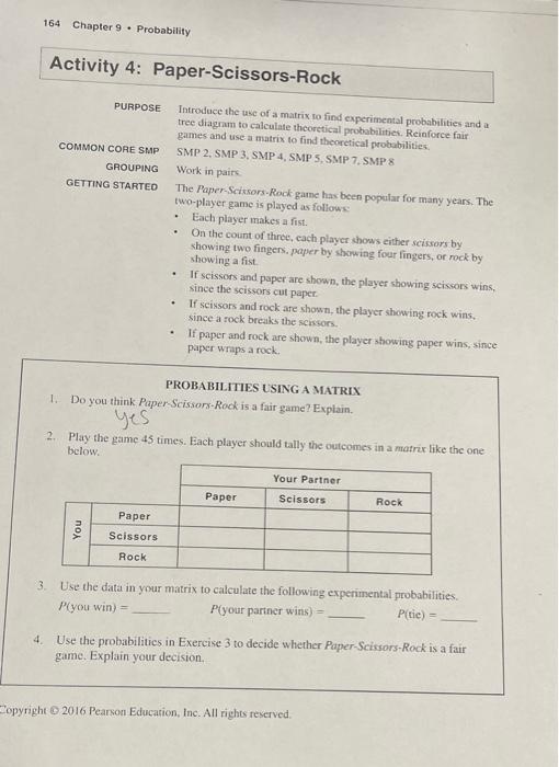 164 Chapter 9. Probability Activity 4: | Chegg.com