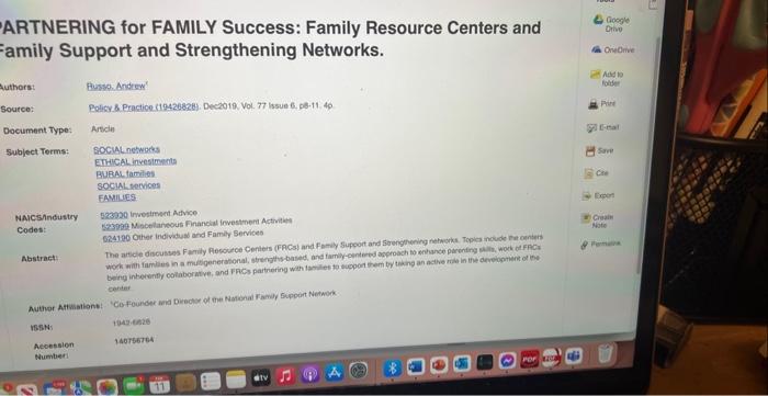 ARTNERING for FAMILY Success: Family Resource Centers | Chegg.com