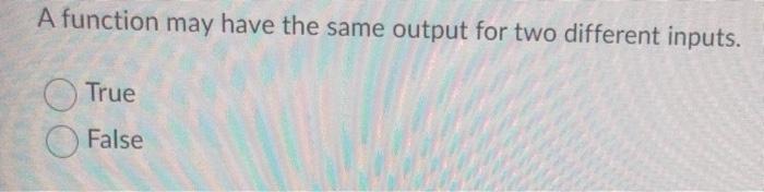 Solved A function may have the same output for two different | Chegg.com