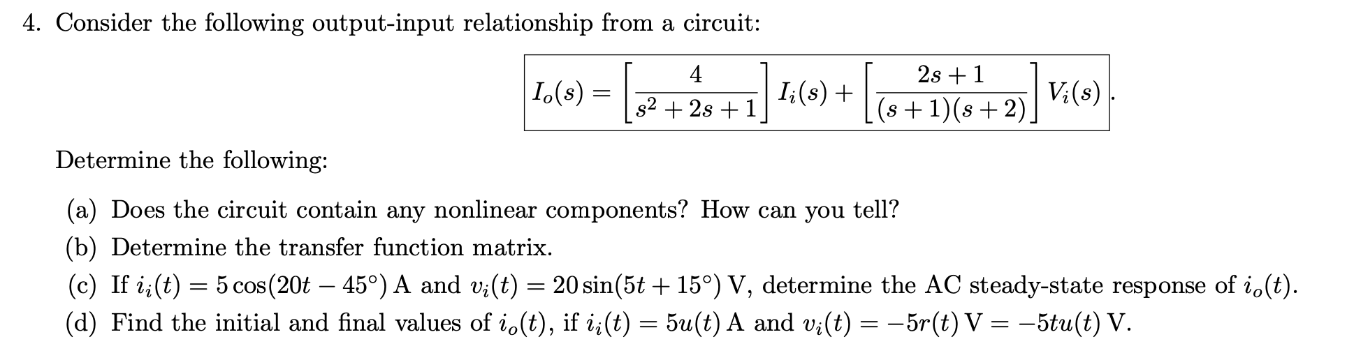 Consider the following output-input relationship from | Chegg.com