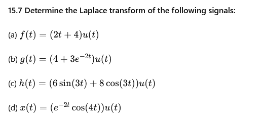Solved Exercises on Laplace transform in electrical circuits | Chegg.com