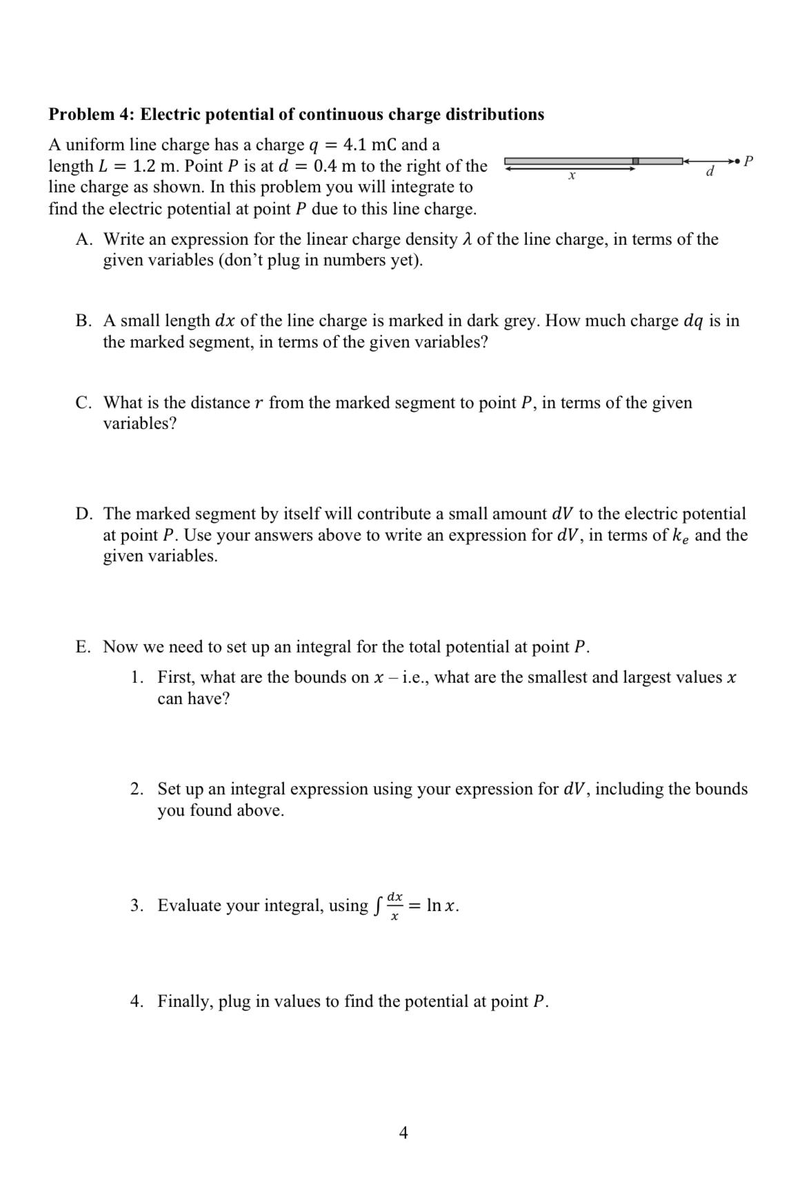 Problem 4: Electric potential of continuous charge | Chegg.com