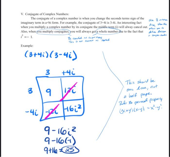 Solved Also, show this luty to V. Conjugate of Complex | Chegg.com