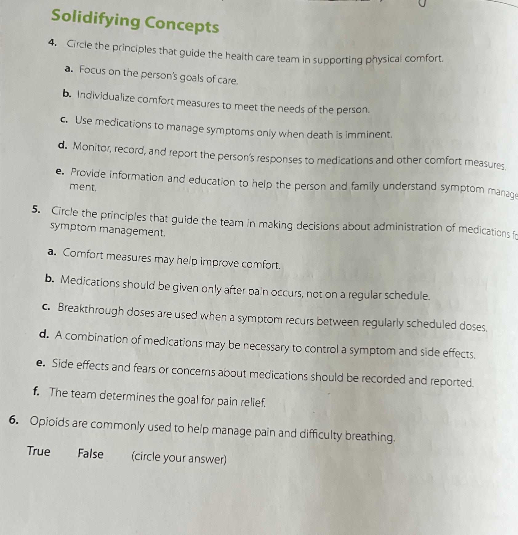 Solved Solidifying Concepts4. ﻿Circle the principles that | Chegg.com