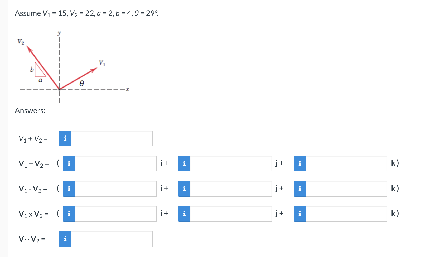 Solved Assume V115v222a2b4θ29°answersv1v2v1v2