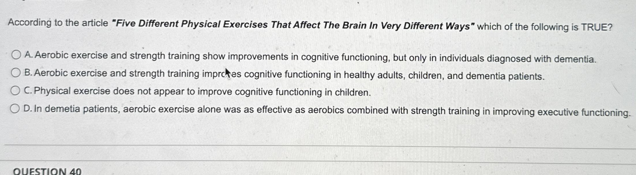 Solved According to the article "Five Different Physical | Chegg.com