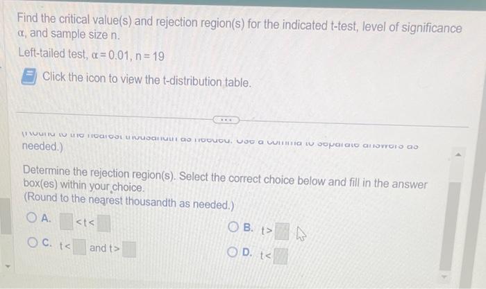 Solved Find the critical value(s) and rejection region(s) | Chegg.com