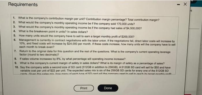 Solved QuickCo. Manufacturing manufactures 256GB SD cards | Chegg.com