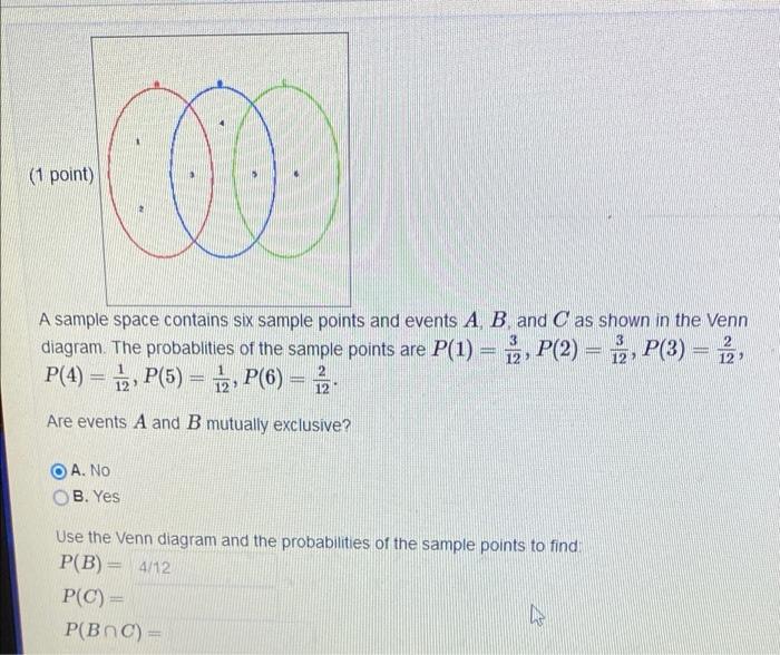 Solved (1 point) D A sample space contains six sample points | Chegg.com
