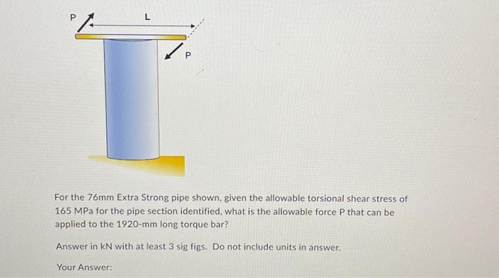 Solved For the 76 mm Extra Strong pipe shown, given the | Chegg.com