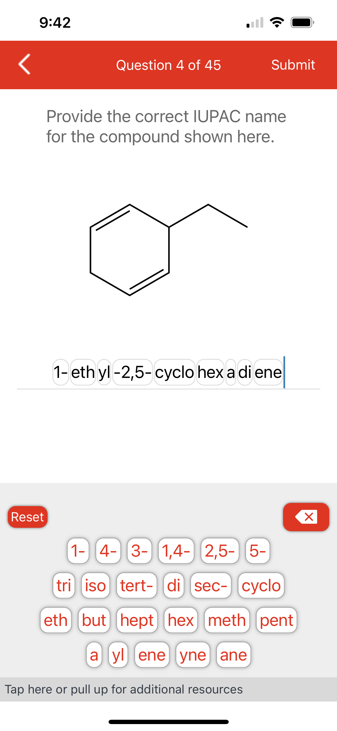 Solved 9:42Question 4 ﻿of 45SubmitProvide the correct IUPAC | Chegg.com