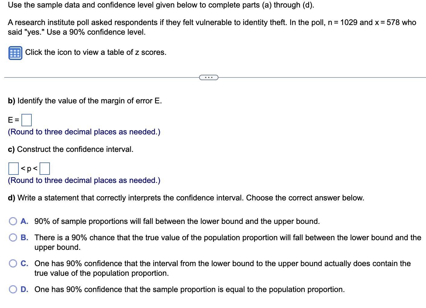 Solved Use the sample data and confidence level given below | Chegg.com