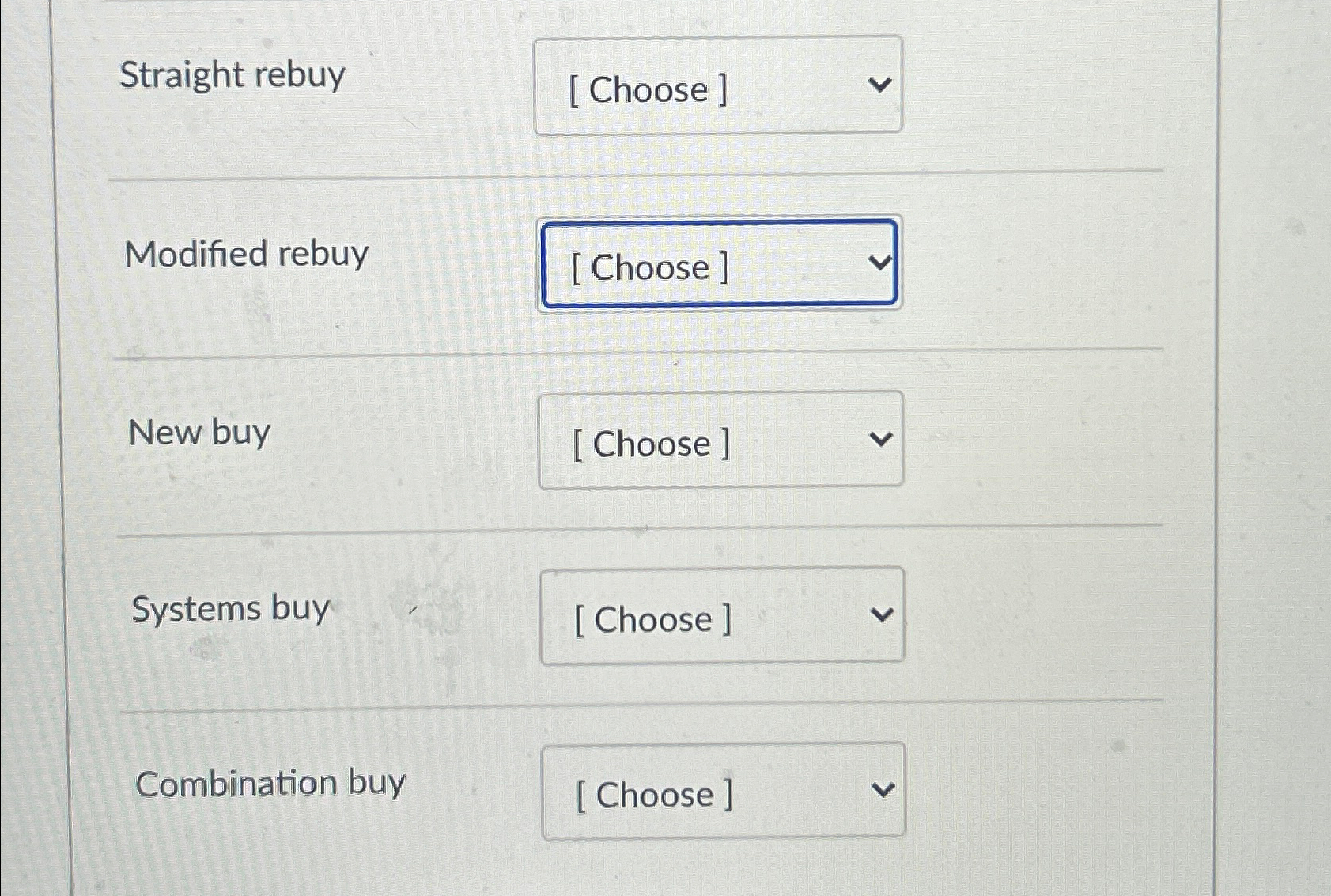Solved Straight rebuyModified rebuyNew buySystems | Chegg.com