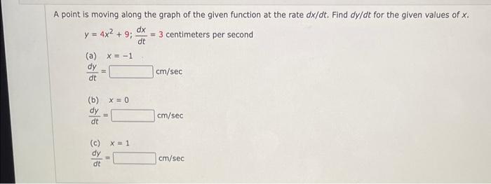 Solved A point is moving along the graph of the given | Chegg.com