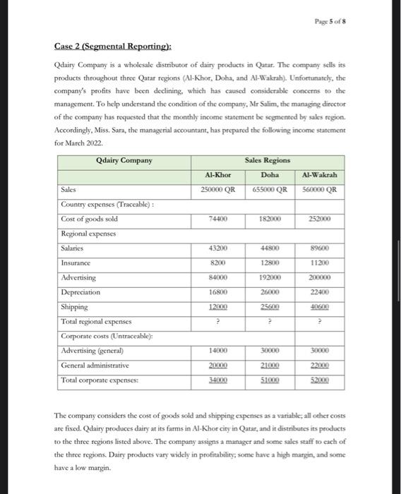 Solved Prepare a segmented income statement, assuming the | Chegg.com