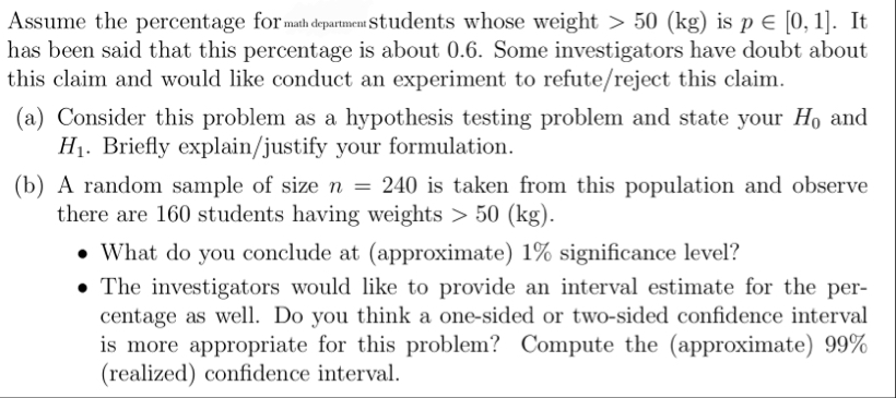 Solved Assume the percentage for math department students | Chegg.com