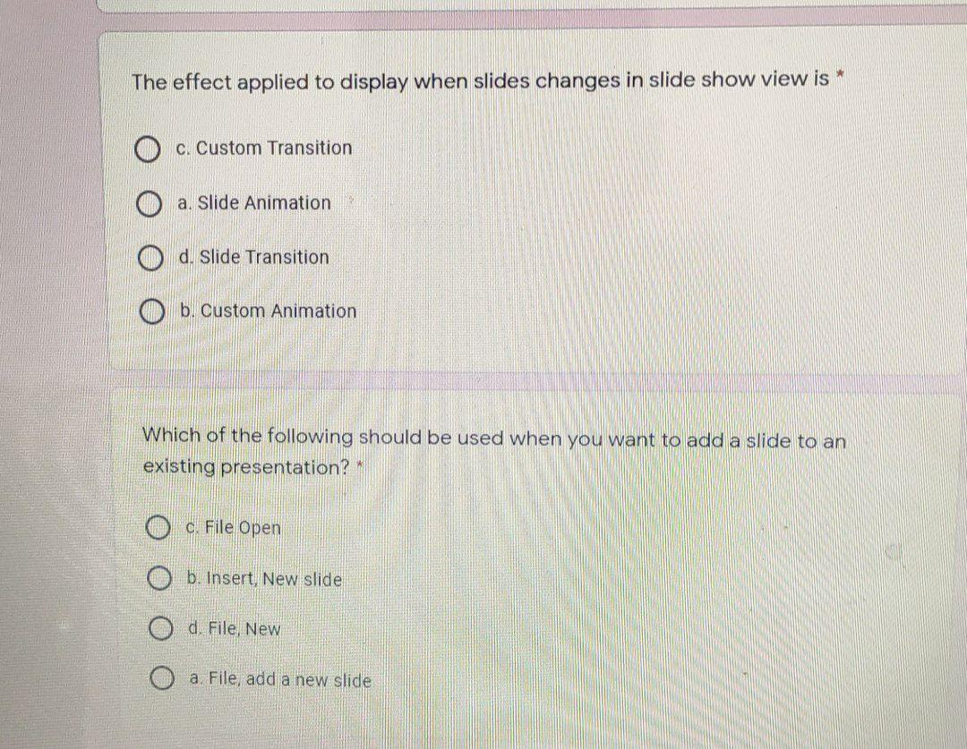 Solved The effect applied to display when slides changes in | Chegg.com