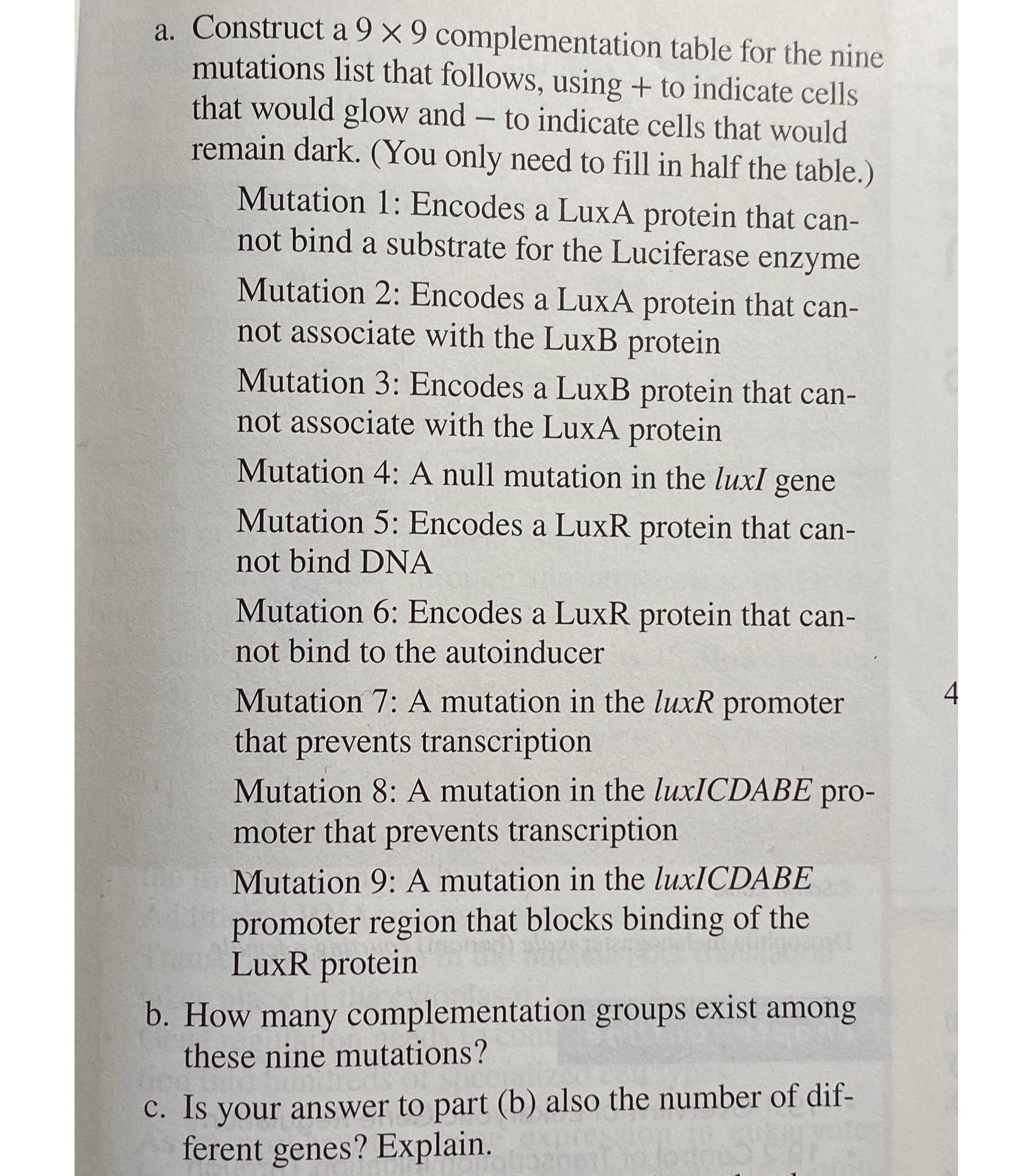 Solved a. ﻿Construct a 9×9 ﻿complementation table for the | Chegg.com