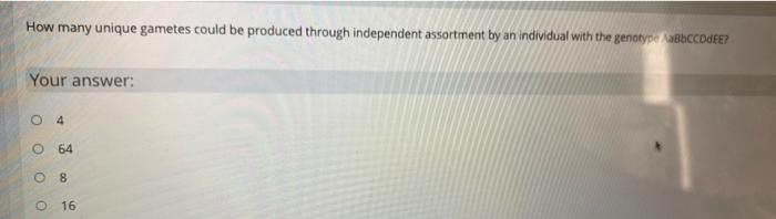 Solved How many unique gametes could be produced through | Chegg.com