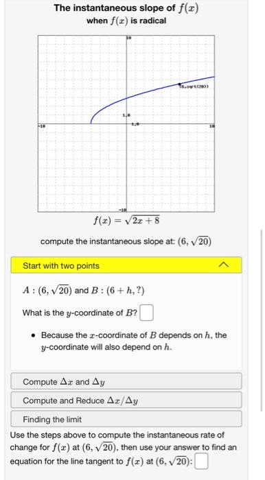 Solved The instantaneous slope of f(x) when f(x) is | Chegg.com