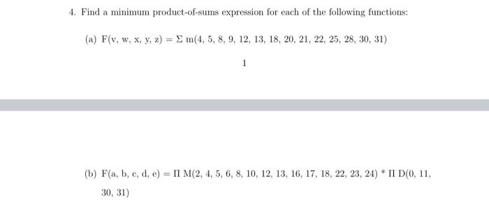Solved Find a minimum product-of-sums expression for each of | Chegg.com