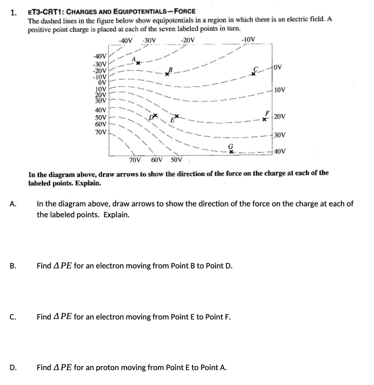 Solved ET3-CRT1: CHARGES AND EQUIPOTENTIALS-FORCEThe dashed | Chegg.com